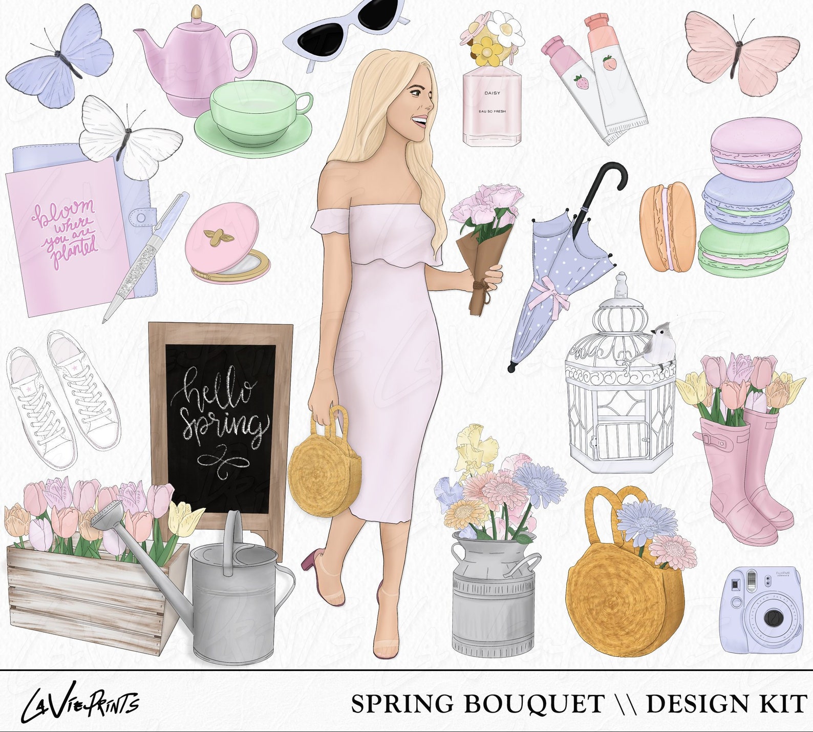 Spring Clipart Fashion Illustrations Fashion Girl Hand | Etsy