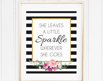 She Leaves a Little Sparkle Wherever She Goes Wall Art Black | Etsy