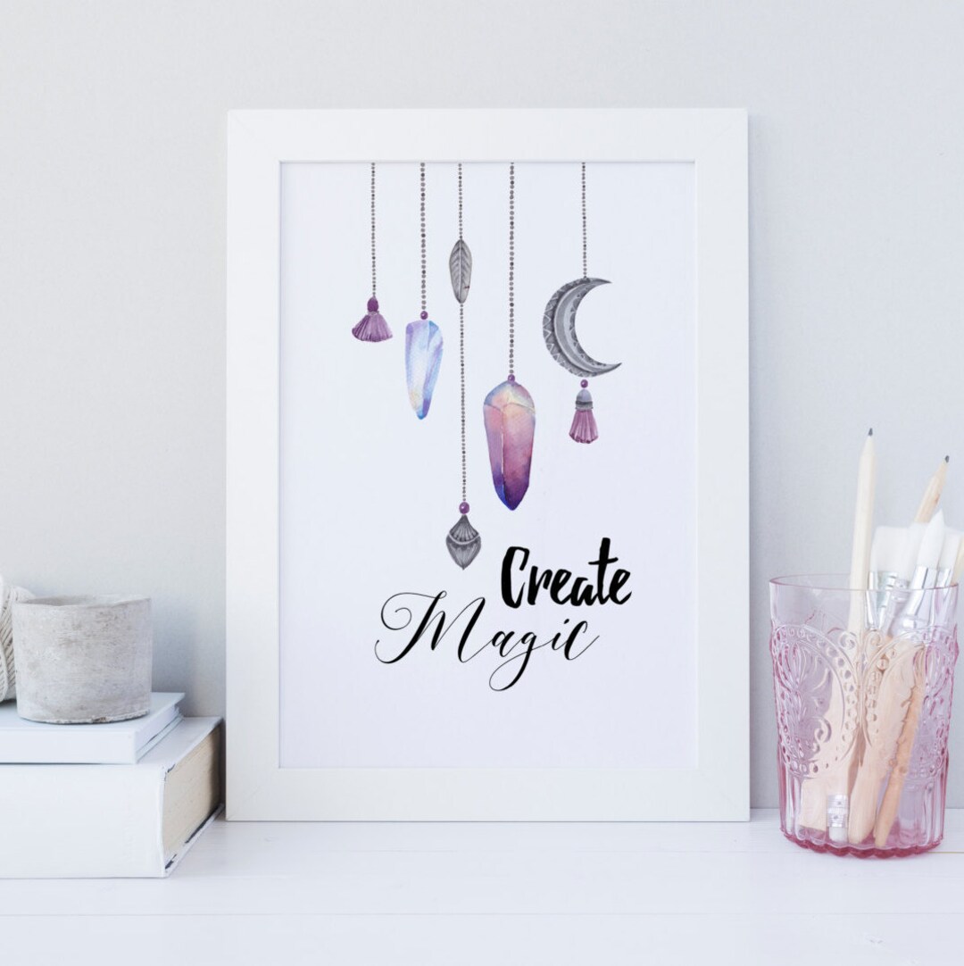 Make Magic Wall Art, Magic Print, Inspirational Quote Wall Art, Crystal ...