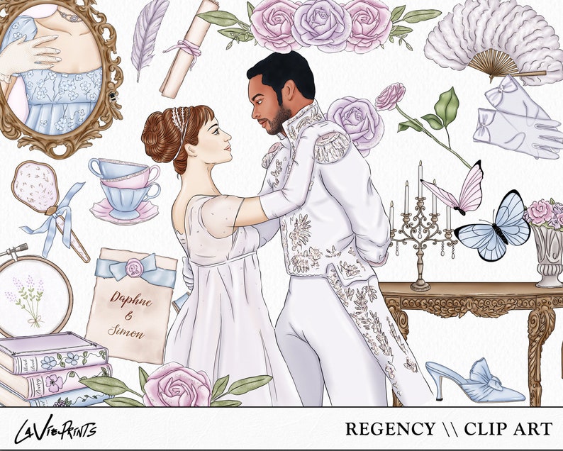 Regency Couple Clip Art Set: Duke, Duchess, Roses (digital Download) - Etsy