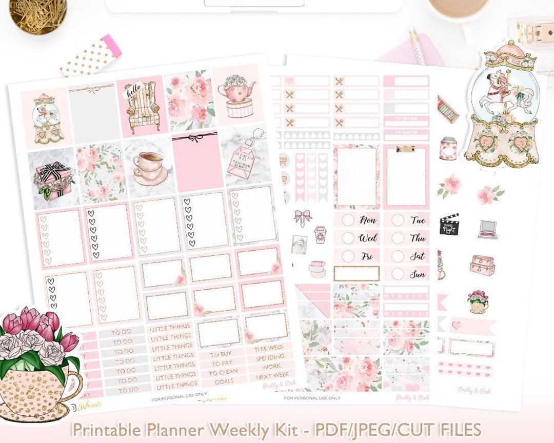 Pretty & Pink Weekly Kit Printable Planner Stickers - Planner Girl ...