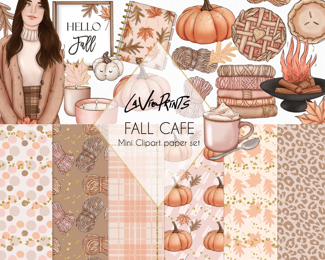 Fall Cafe Clip Art Illustrations, Autumn Pumpkins Clip Art, Fall ...