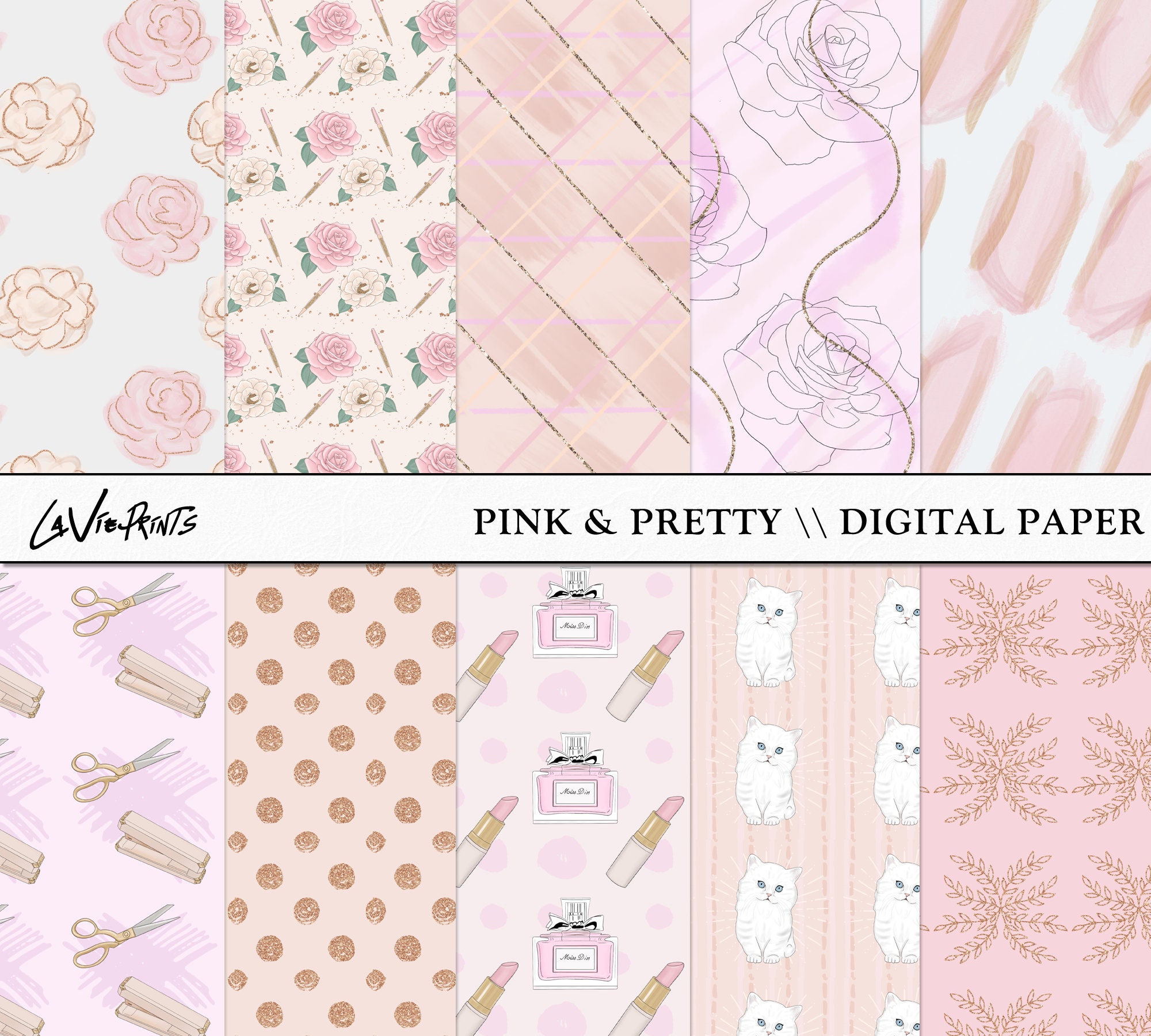 Pretty Pink Digital Scrapbook Paper Watercolor Pastel Hand - Etsy Canada
