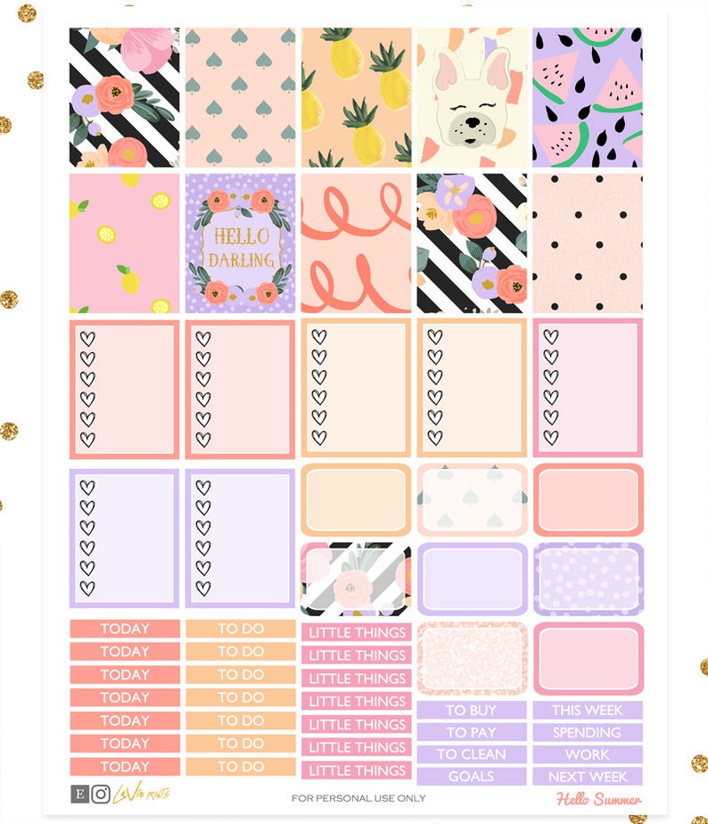 Printable Planner Stickers, for Erin Condren Stickers, Weekly Kit, Kate ...
