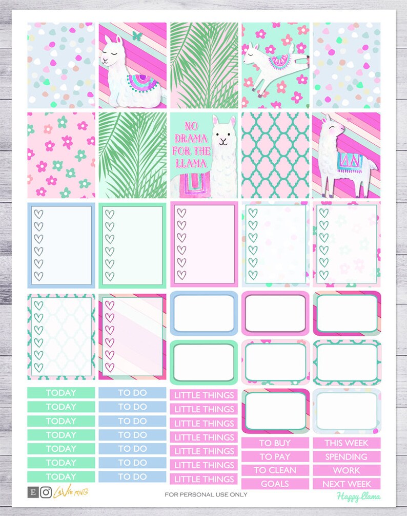 Happy Llama Weekly Kit Printable Planner Stickers Drama Llama | Etsy