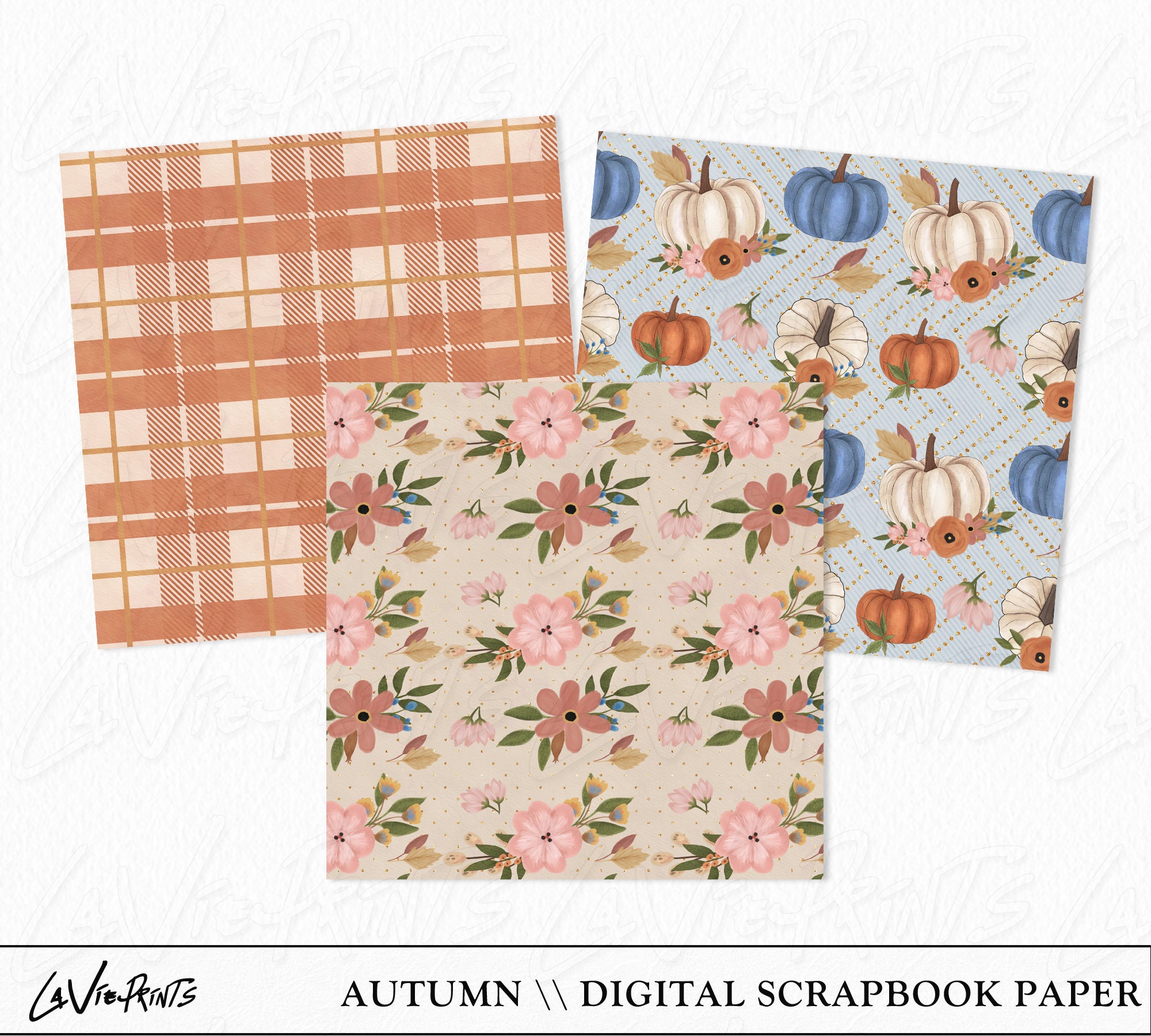 Autumn Digital Scrapbook Paper Fall Hand Drawn Fall Fashion - Etsy