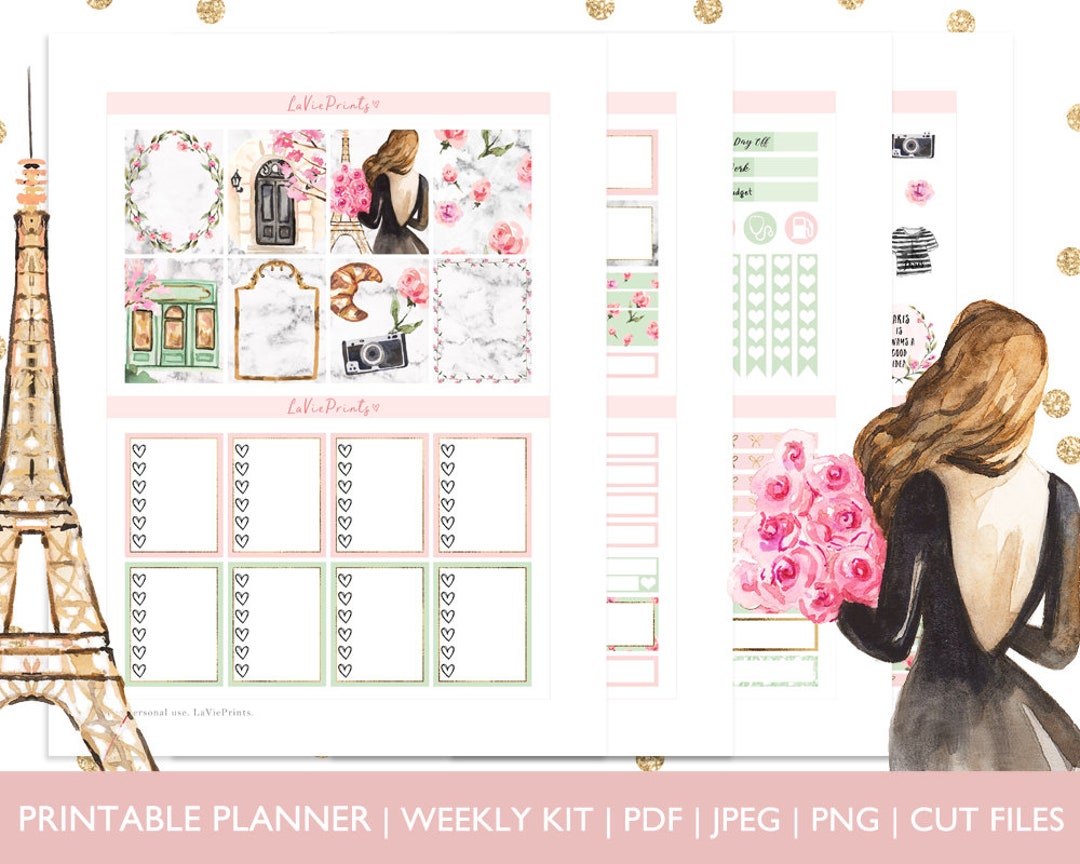 Paris Printable Planner Stickers | Weekly Planner Sticker Kit | Erin ...