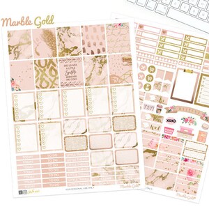 Marble Planner Stickers, Printable, Weekly Kit, Gold Stickers, Glam ...