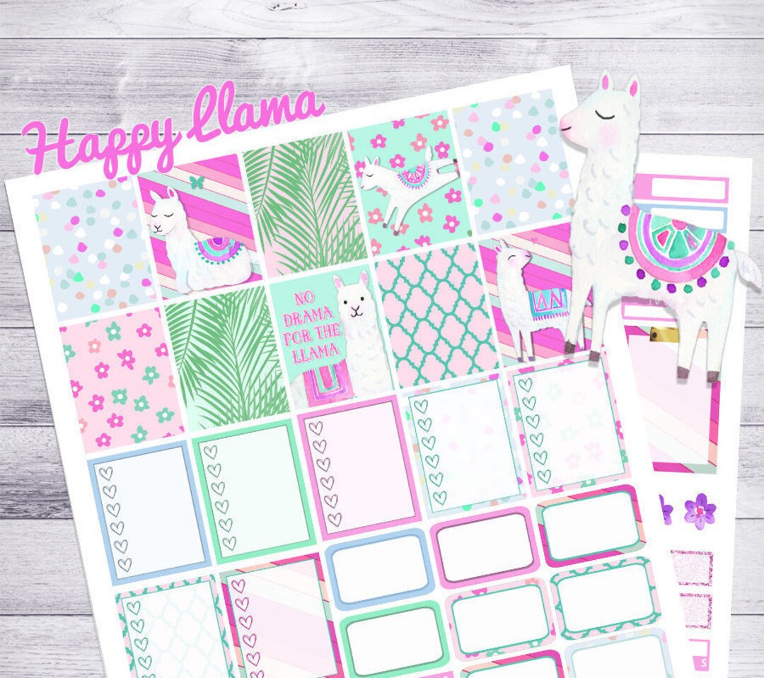 Happy Llama Weekly Kit Printable Planner Stickers- Drama Llama Summer ...
