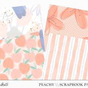 Peach Blue Digital Scrapbook Paper, Fashion Hand Drawn, Summer Planner ...