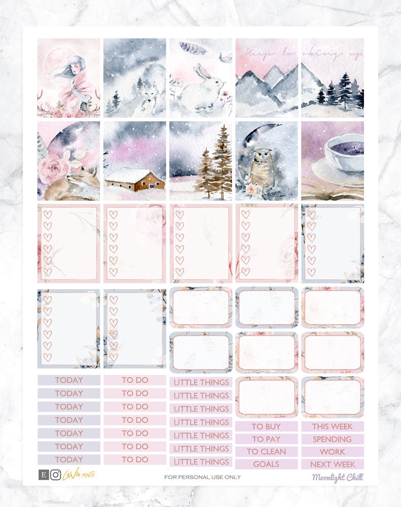 Printable Planner Stickers for Erin Condren Planner, Winter Glam ...