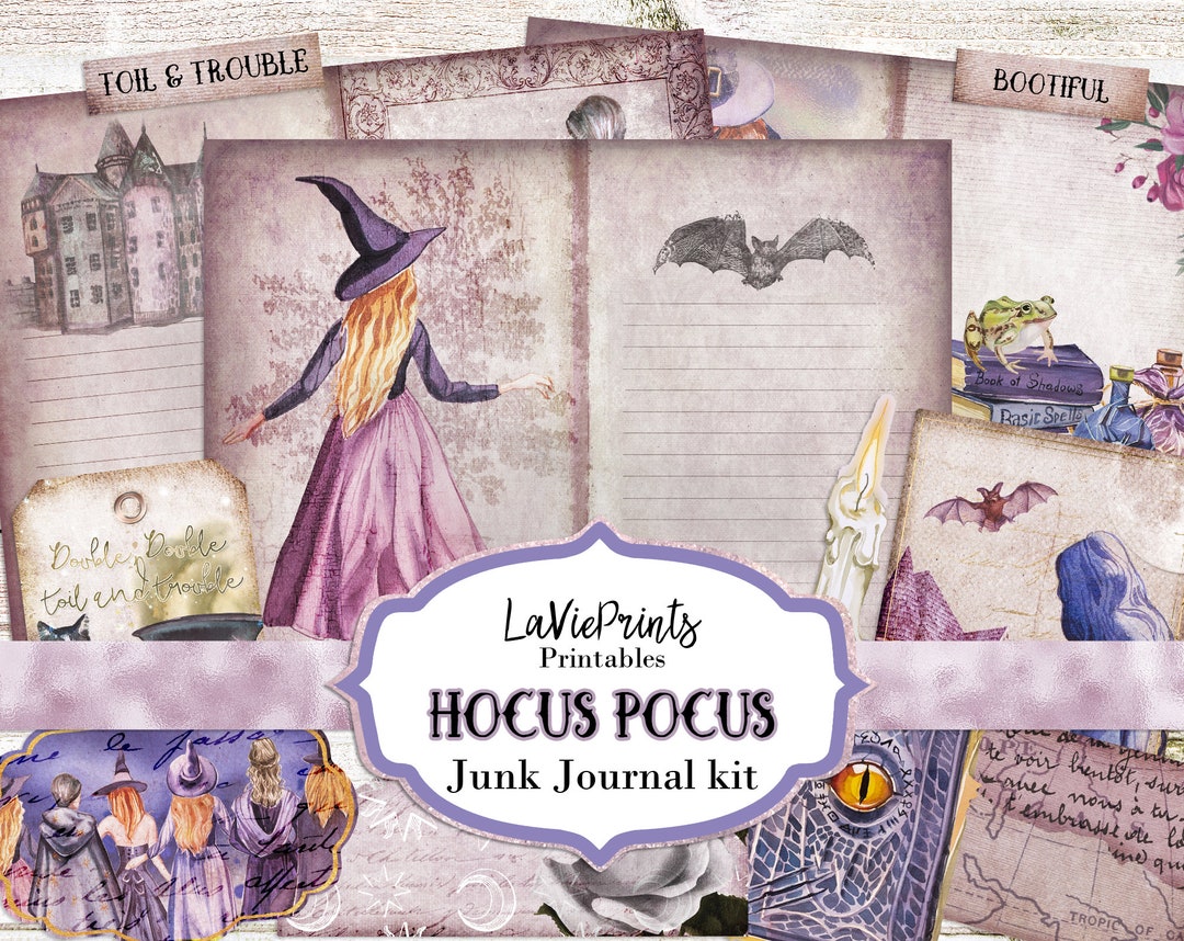 Halloween Junk Journal Kit, Printable Hocus Pocus Journal, Digital Junk Journal Kit, Printable ...