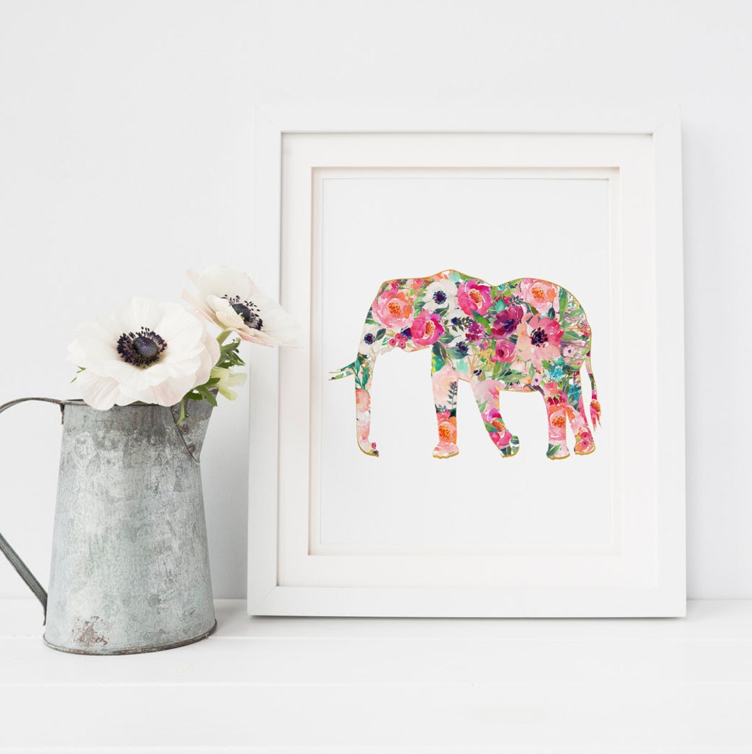 Elephant Art Print, Printable Elephant Wall Art, Nursery Animal Print ...