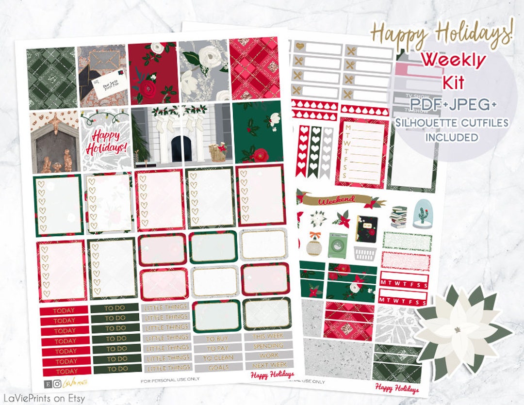 Christmas Day Weekly Kit Printable Planner Stickers- Winter Farmhouse ...
