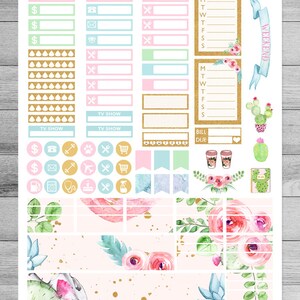 Cactus Printable Planner Stickers, Desert Rose Glam Planner, Skull ...