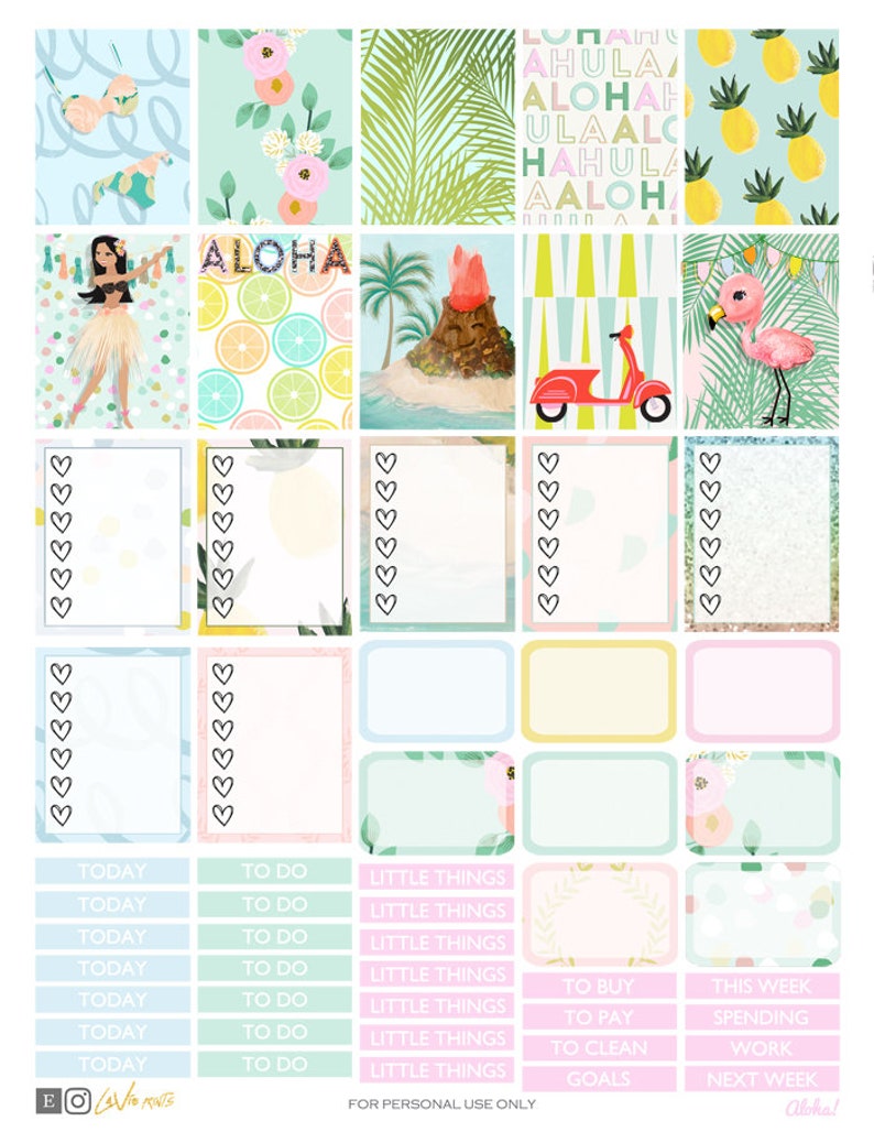 Printable Planner Stickers June Weekly Planner Hawaii - Etsy