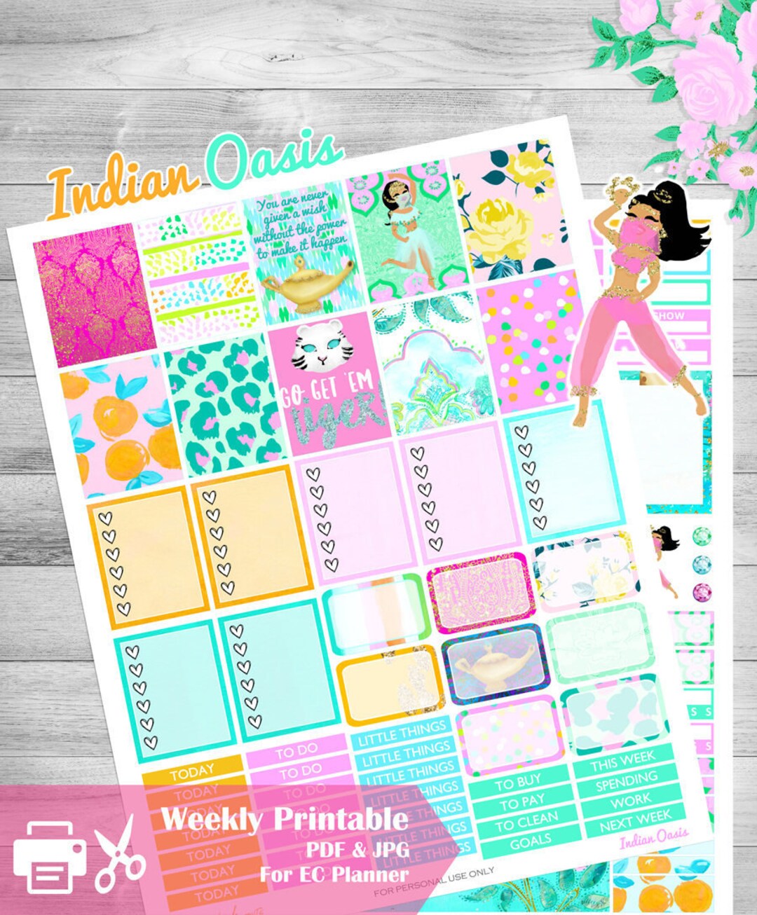 Printable Planner Stickers, Bollywood Stickers, Summer Weekly Kit ...