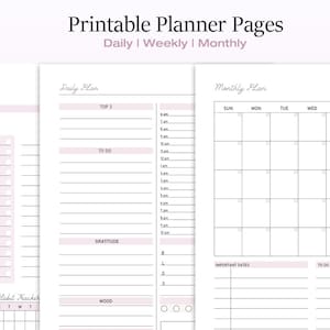 Printable Planner Set | Daily Planner | Weekly Planner | Monthly ...