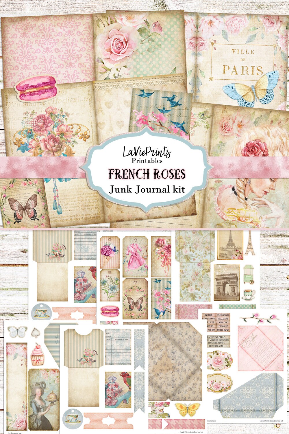 French Junk Journal Printable Scrapbooking Antique Papers - Etsy