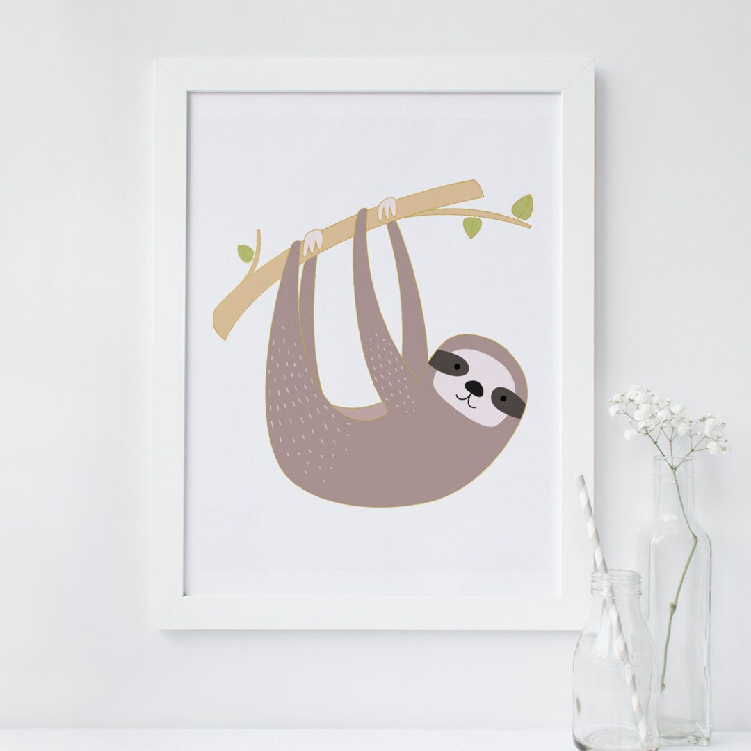 Sloth Wall Art, Animal Print, Tropical Print, Sloth Nursery Print ...