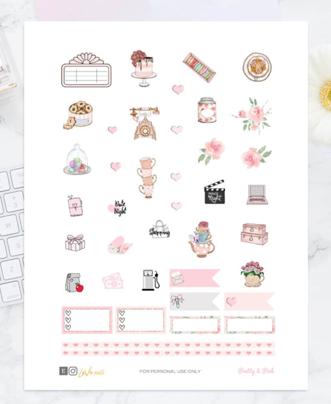 Pretty & Pink Weekly Kit Printable Planner Stickers Planner - Etsy Canada