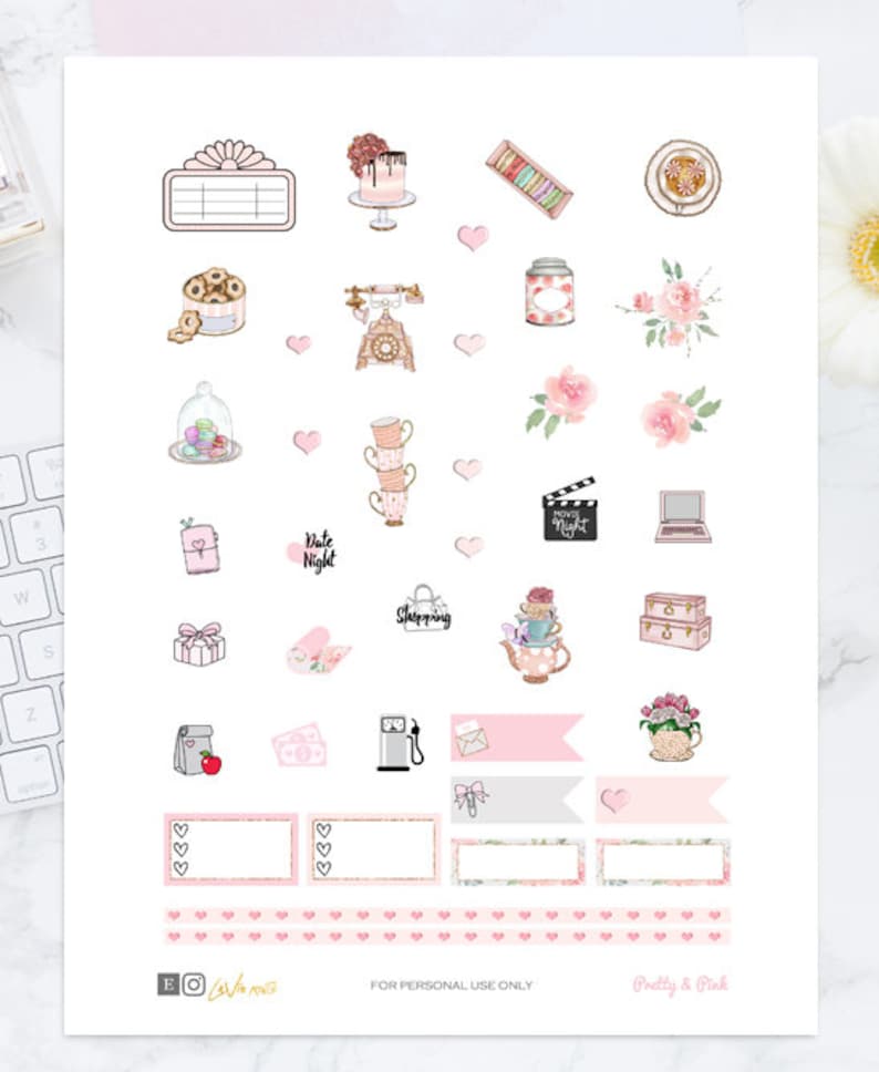 Pretty & Pink Weekly Kit Printable Planner Stickers Planner - Etsy Canada