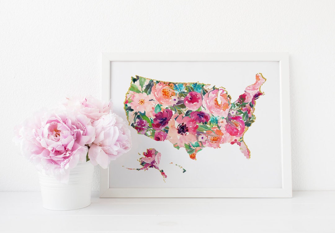 Map Wall Art, US Map Print, United States Map Wall Art, World Map Wall ...