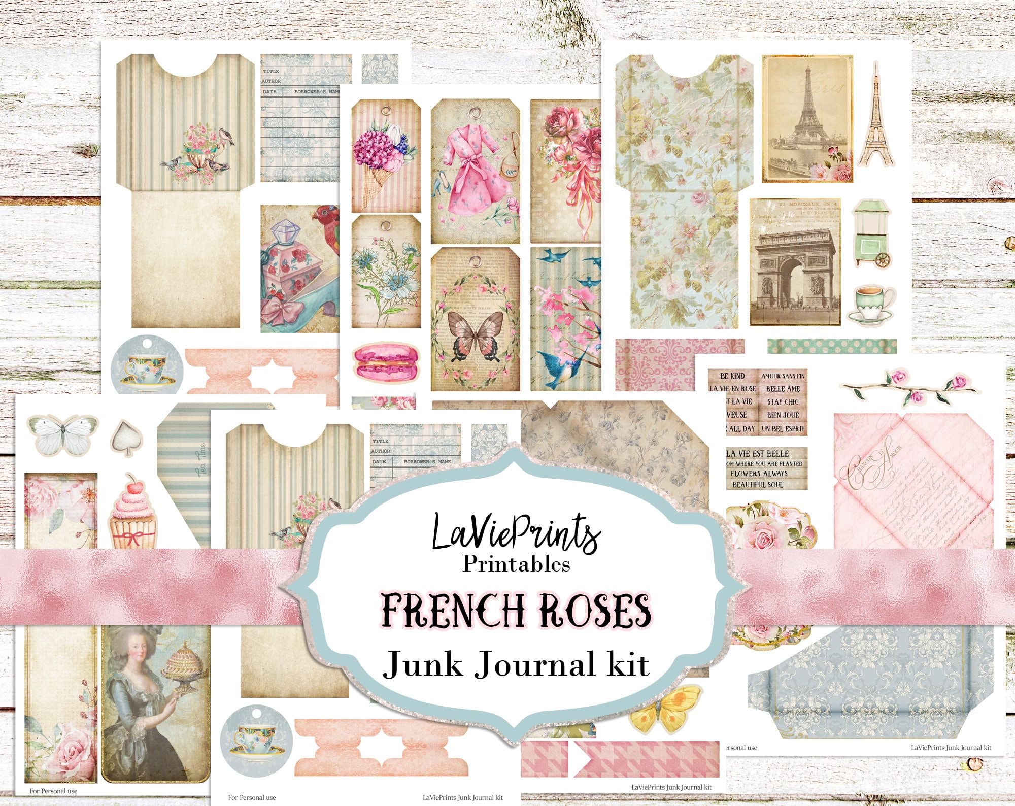 French Junk Journal Printable Scrapbooking Antique Papers - Etsy