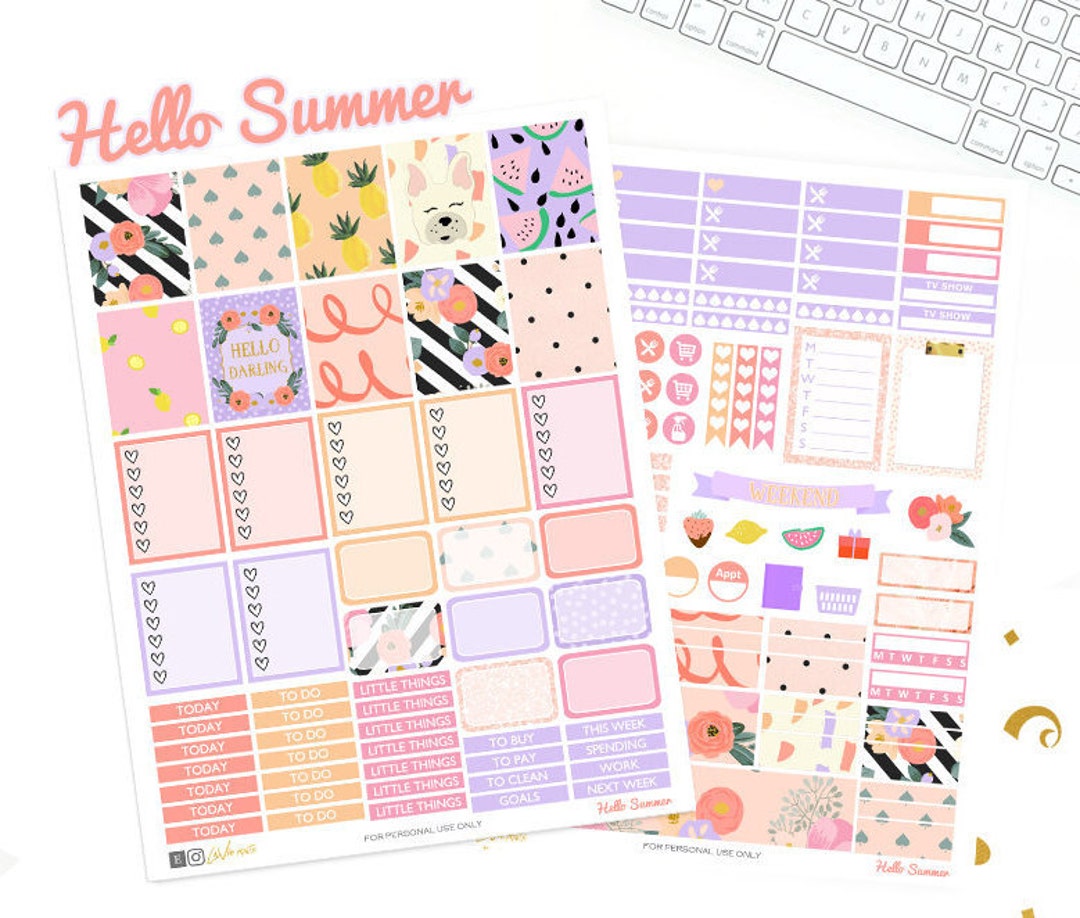 Printable Planner Stickers, for Erin Condren Stickers, Weekly Kit, Kate ...