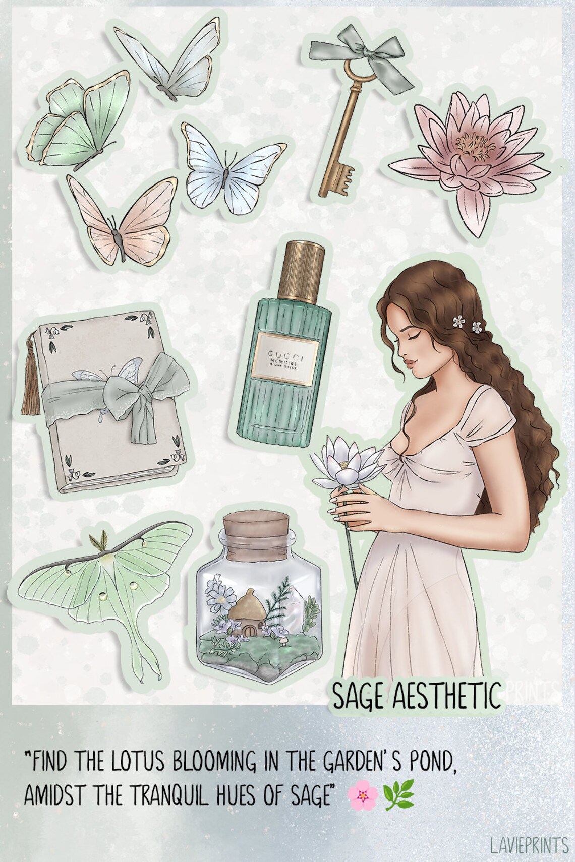 Sage Aesthetic Clipart | Nymph Pond Fashion Girl Clip Art | Fairy ...