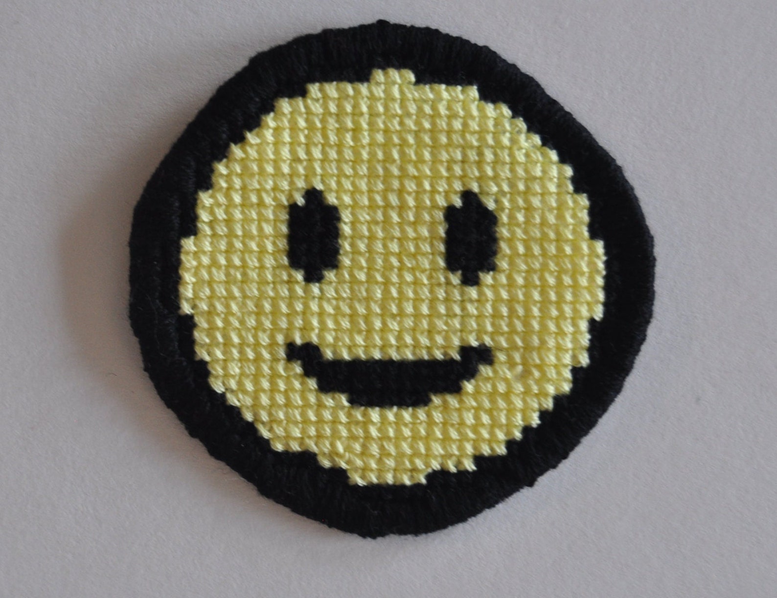 Smiley Face Cross-stitch Patch - Etsy