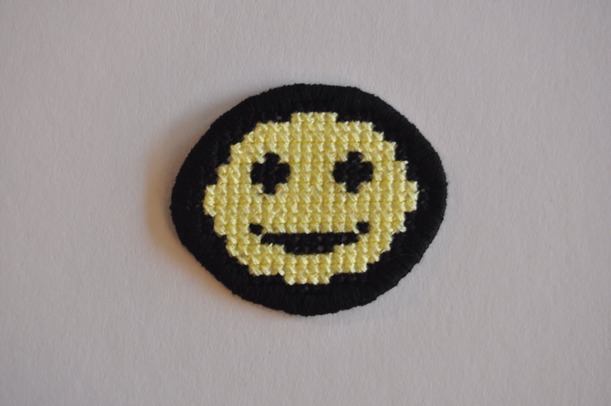 Smiley Face Cross-stitch Patch - Etsy