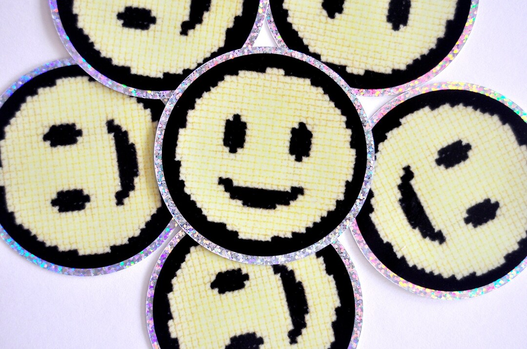 Smiley Glitter Sticker - Etsy