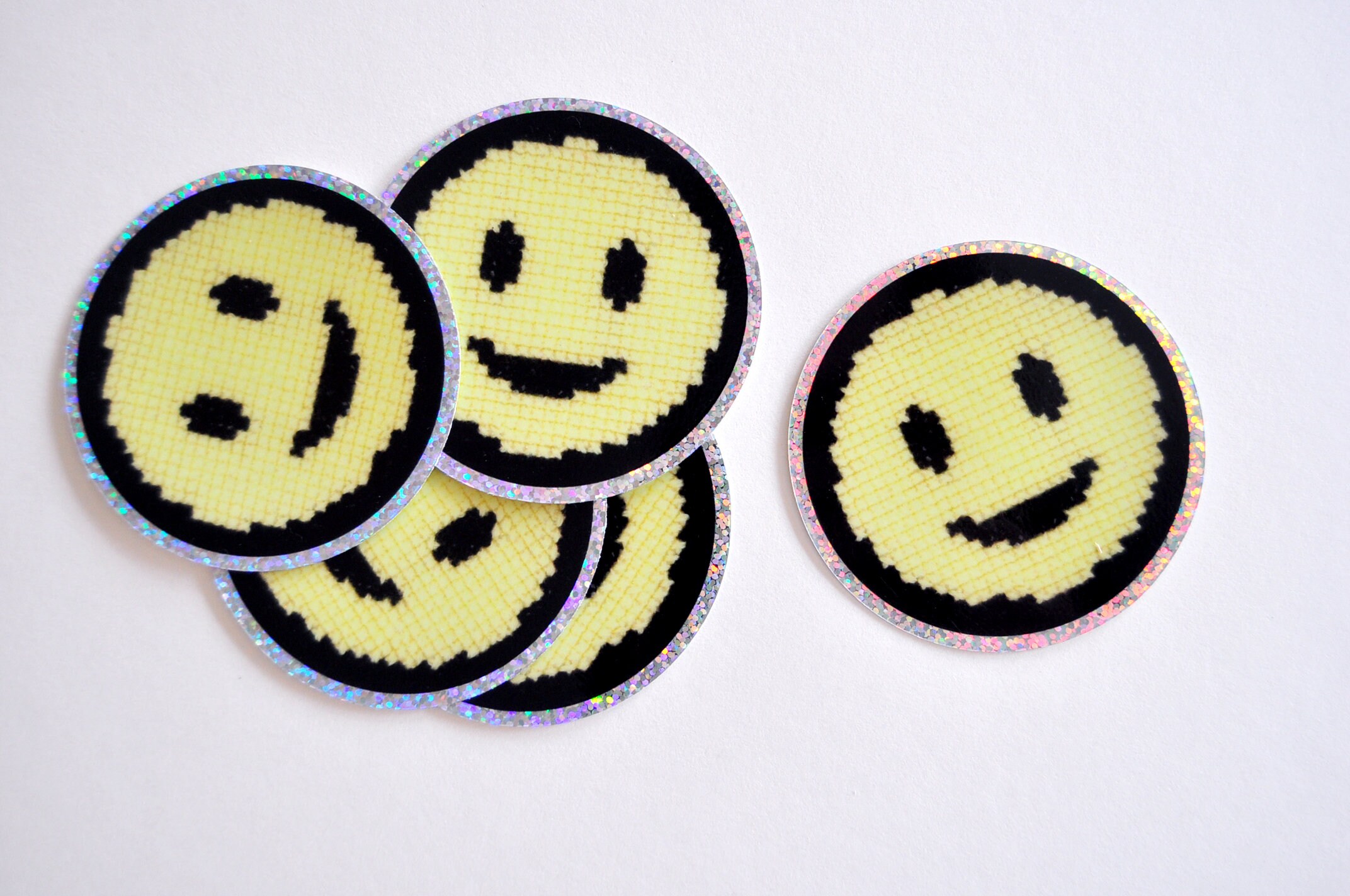 Smiley Glitter Sticker - Etsy