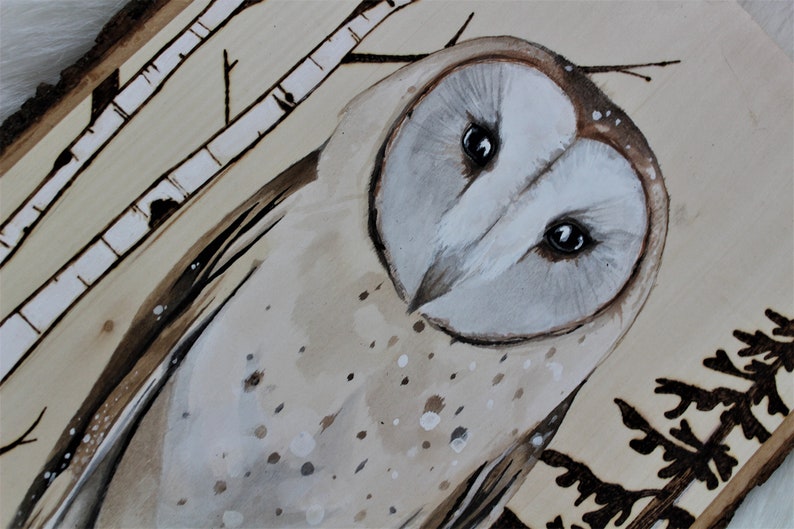 Handpainted Wood Burned Owl Barn Owl Art Painting on Wood - Etsy