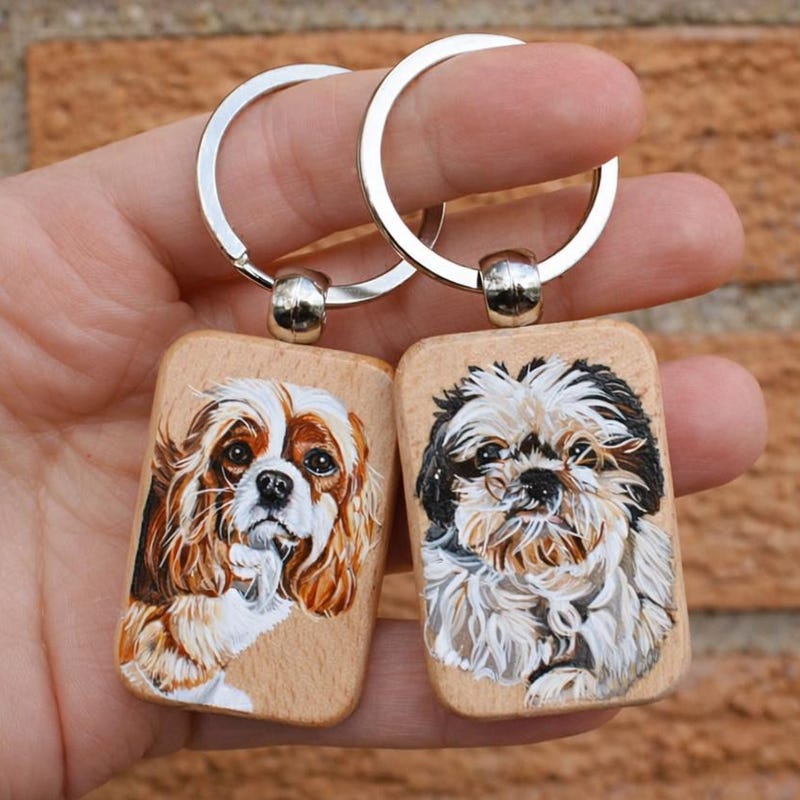 Custom Wood Pet Keychain - Etsy