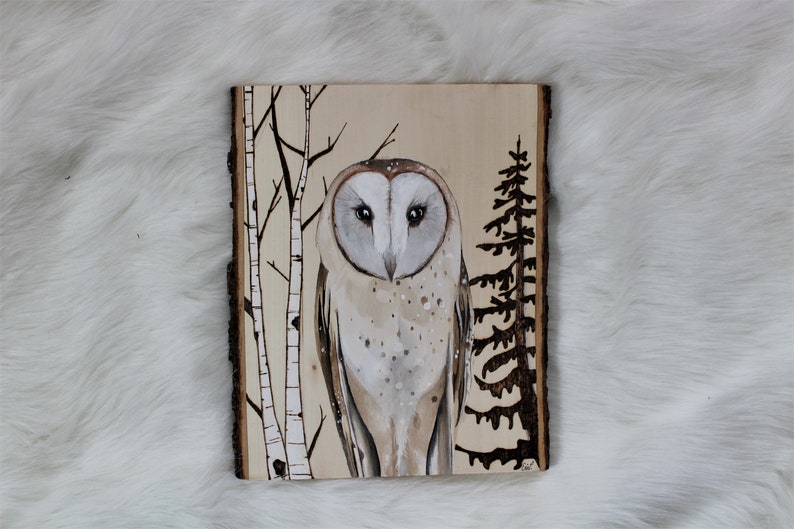 Handpainted Wood Burned Owl Barn Owl Art Painting on Wood - Etsy