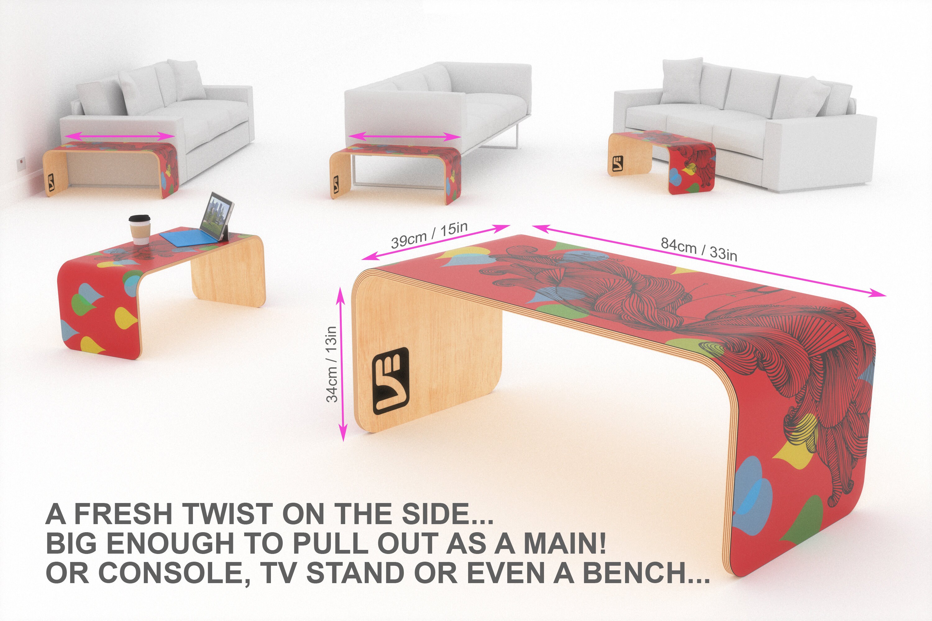 Illuskate Table - Side Table, Coffee Table, Console or Bench, a Truely ...