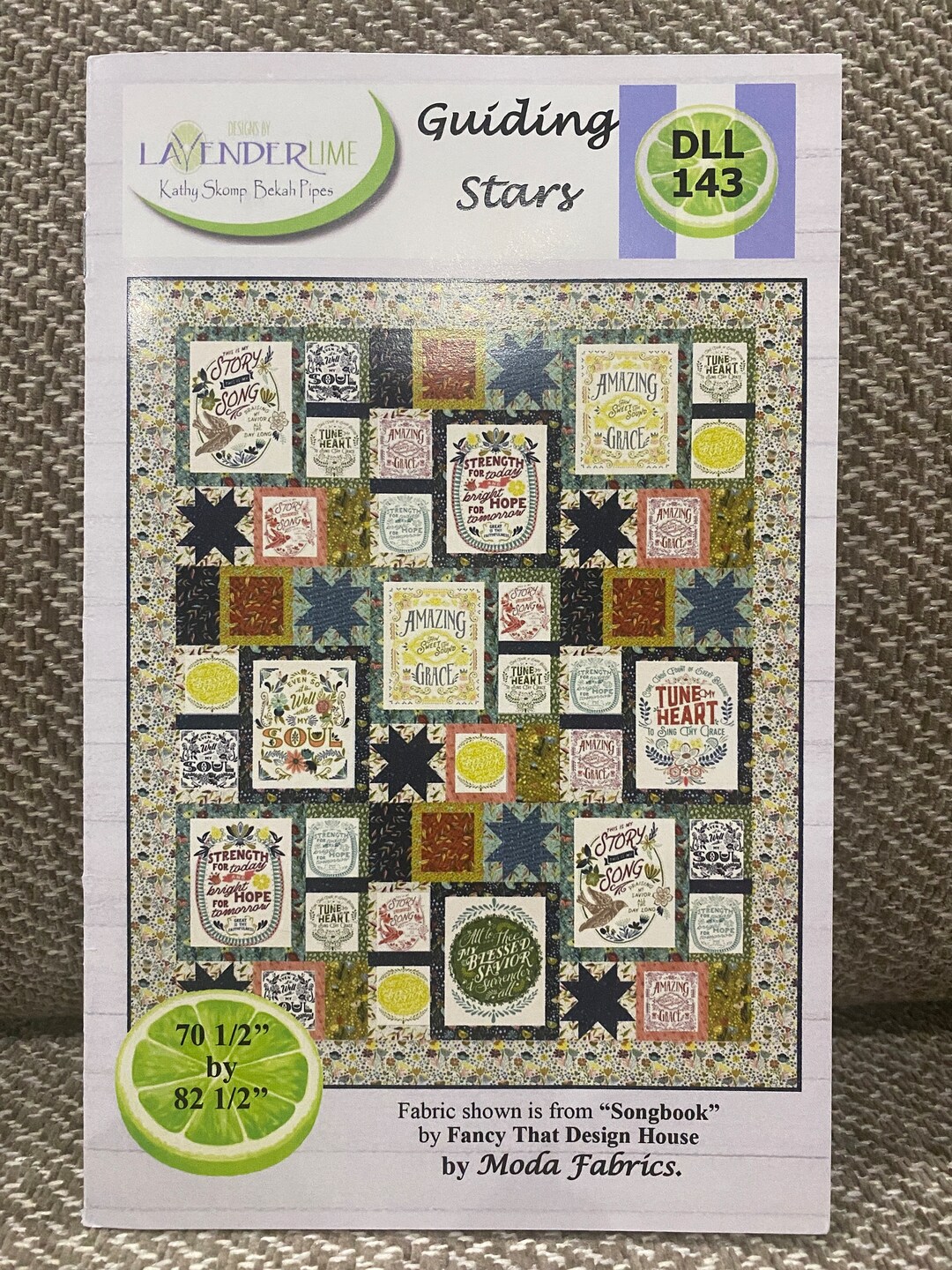 Physical Quilt Pattern Guiding Stars DLL143 70.5x82.5 Lavender Lime Kathy Skomp Bekah Pipes for ...