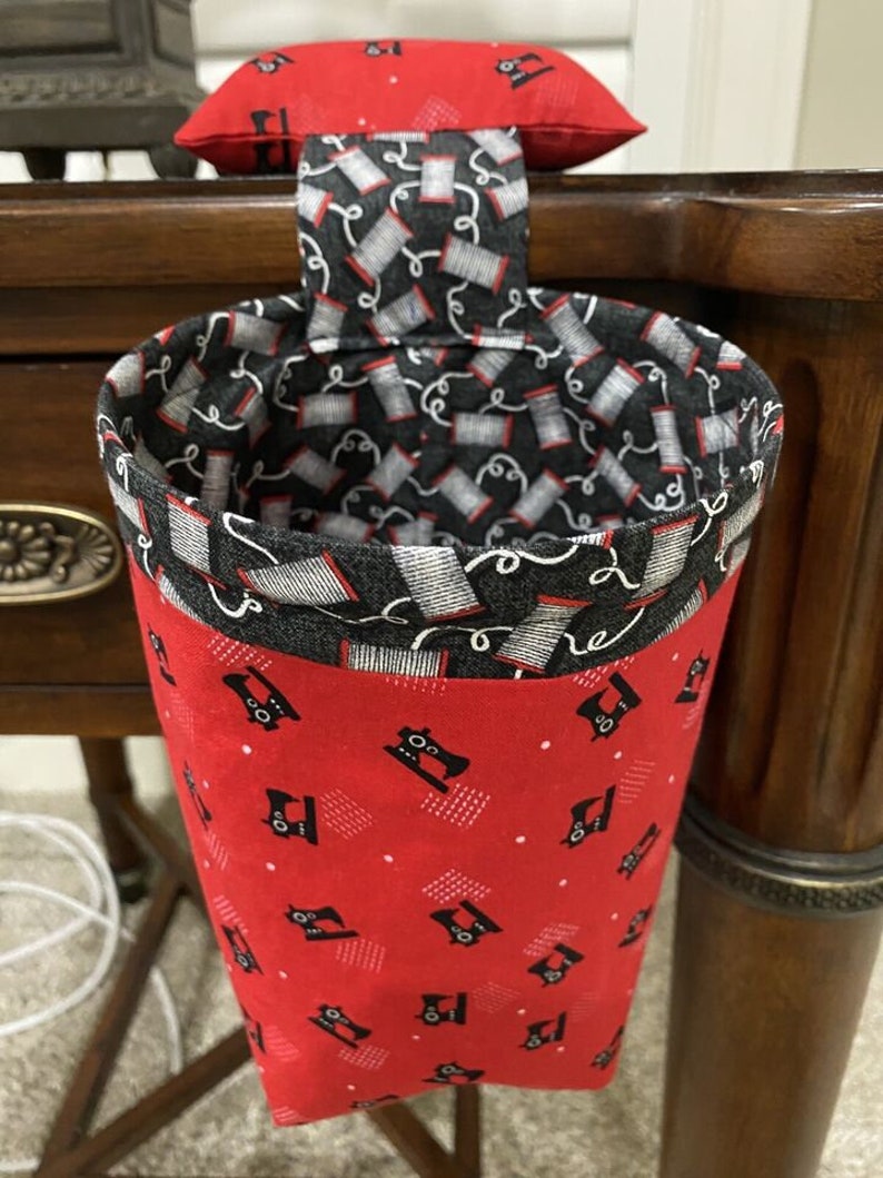 Pin Cushion Thread Catcher Trash Can Scrap Caddy Handmade Sewing Themed ...