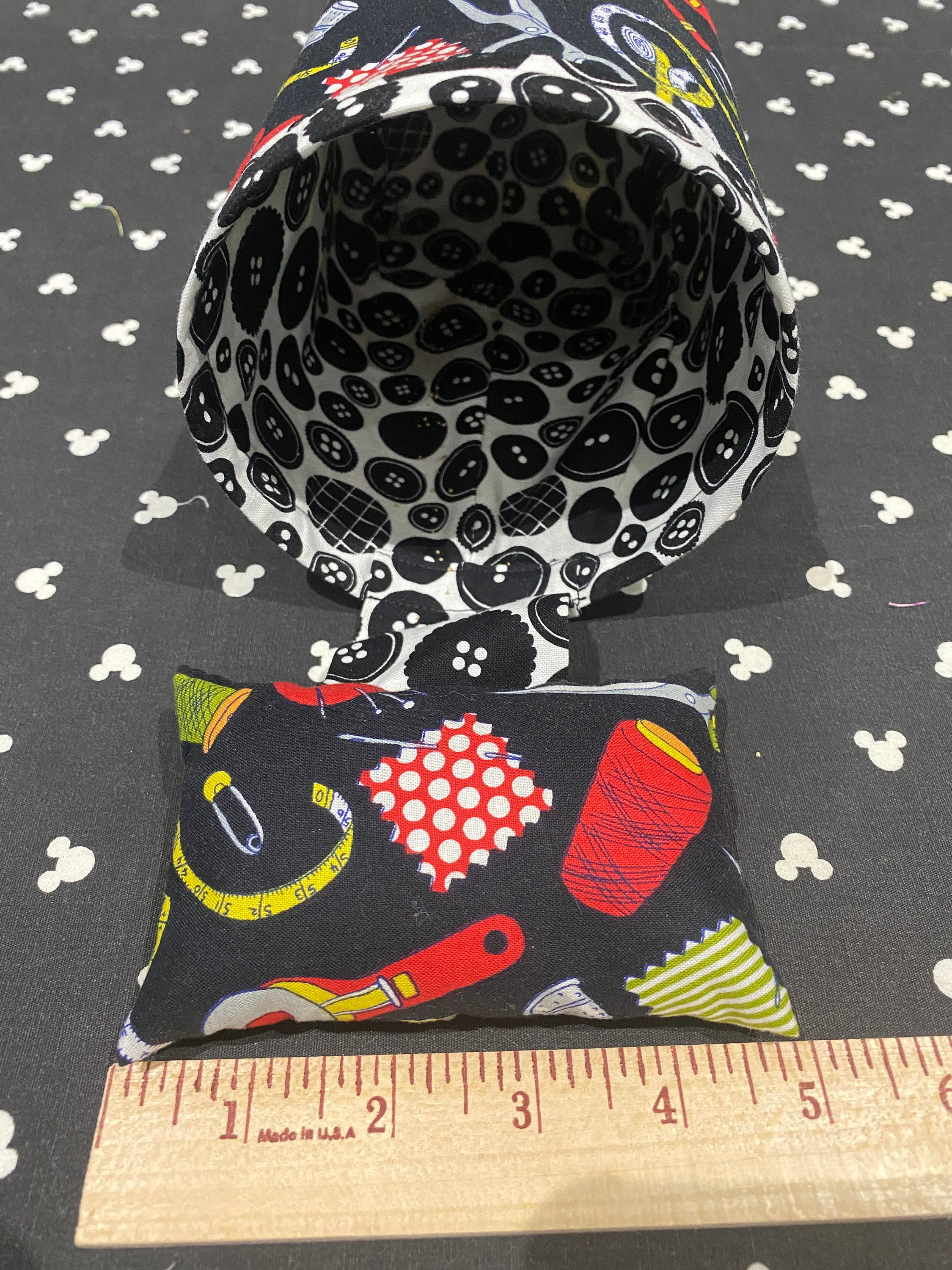 Pin Cushion Thread Catcher Trash Can Scrap Caddy Handmade Sewing Themed ...