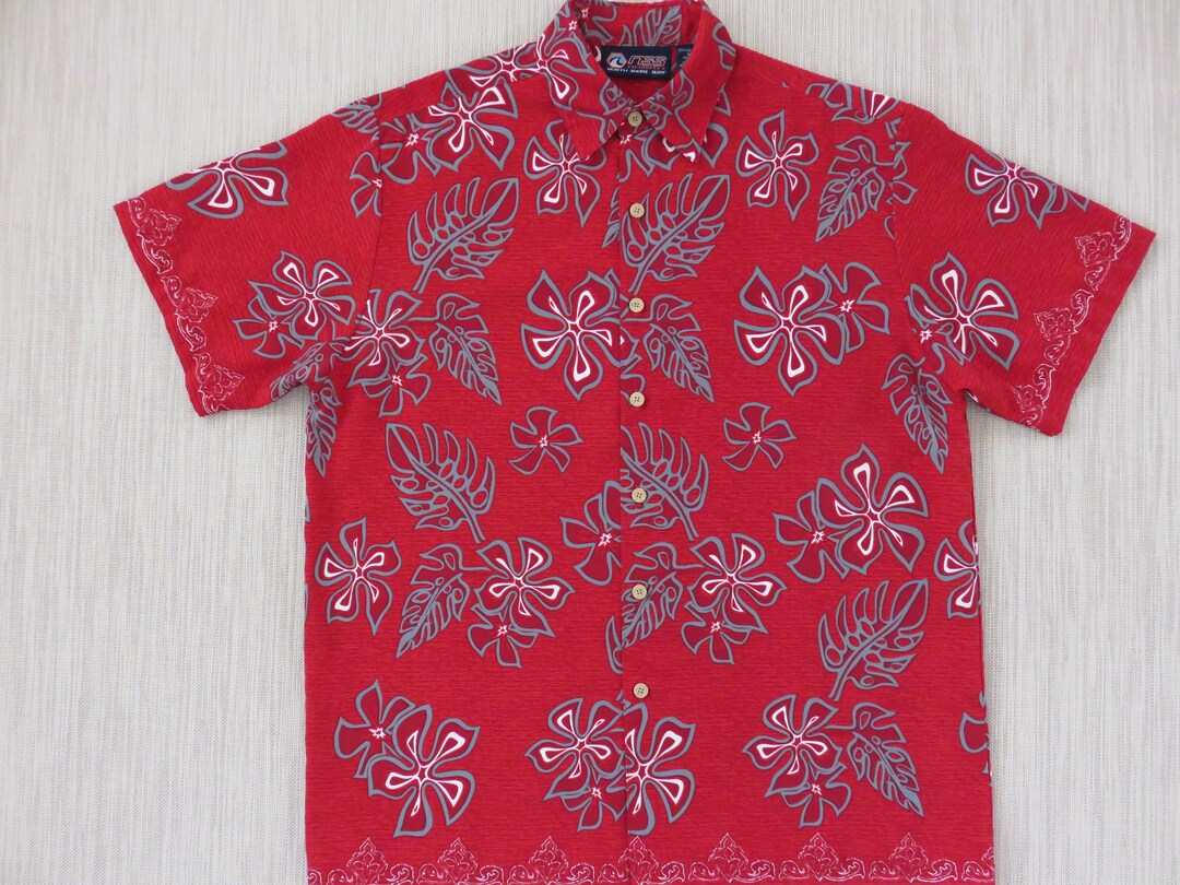 Hawaiian Shirt NORTH SHORE SURF Red Aloha Shirt Tropical Print Pop Art ...
