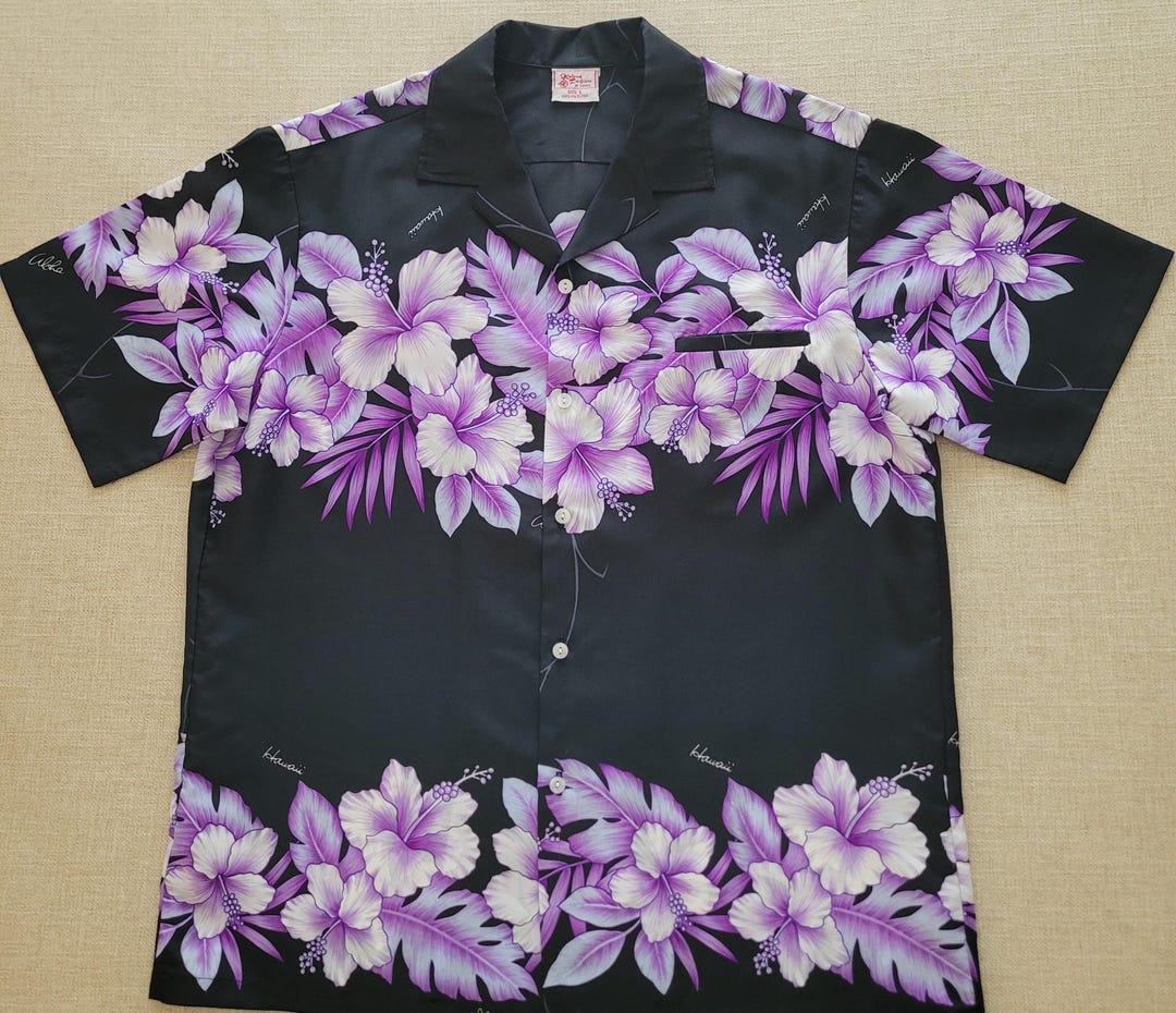Hawaiian Shirt, Black Hawaii Aloha Shirt, Made in Hawaii, KALENA ...