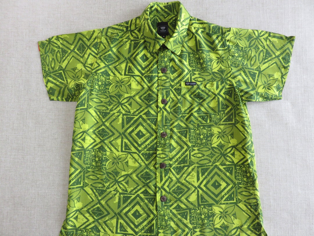BOYS Hawaiian Shirt, TANOA SAMOA Block Tile Art Samoan Shirt Polynesian ...