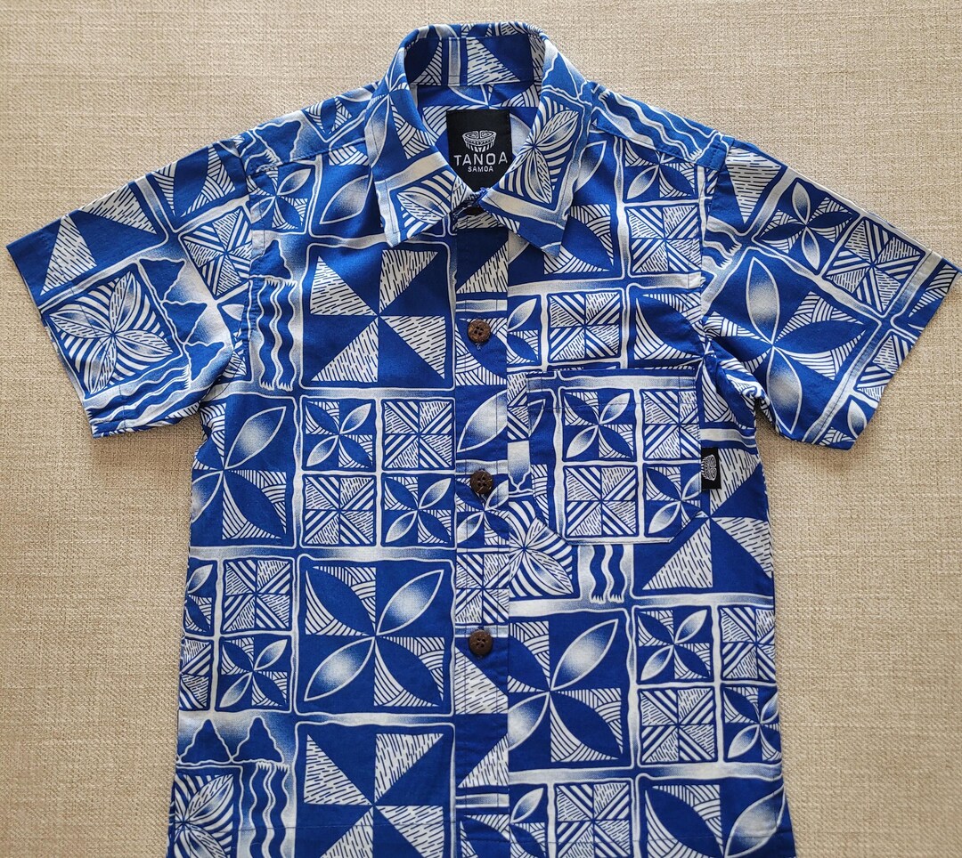 BOYS Hawaiian Shirt, TANOA SAMOA Block Tile Art Samoan Shirt Polynesian ...