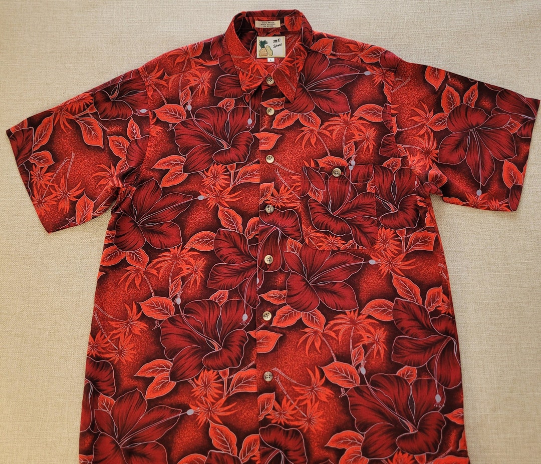 Hawaiian Shirt, M.E. SPORT Hawaii Shirt, Red on Red Aloha Shirt ...
