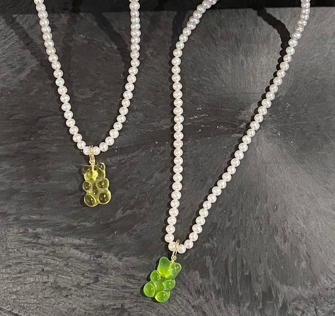 Haribo Gummy Bear Pearl Necklace 14k Gold - Etsy