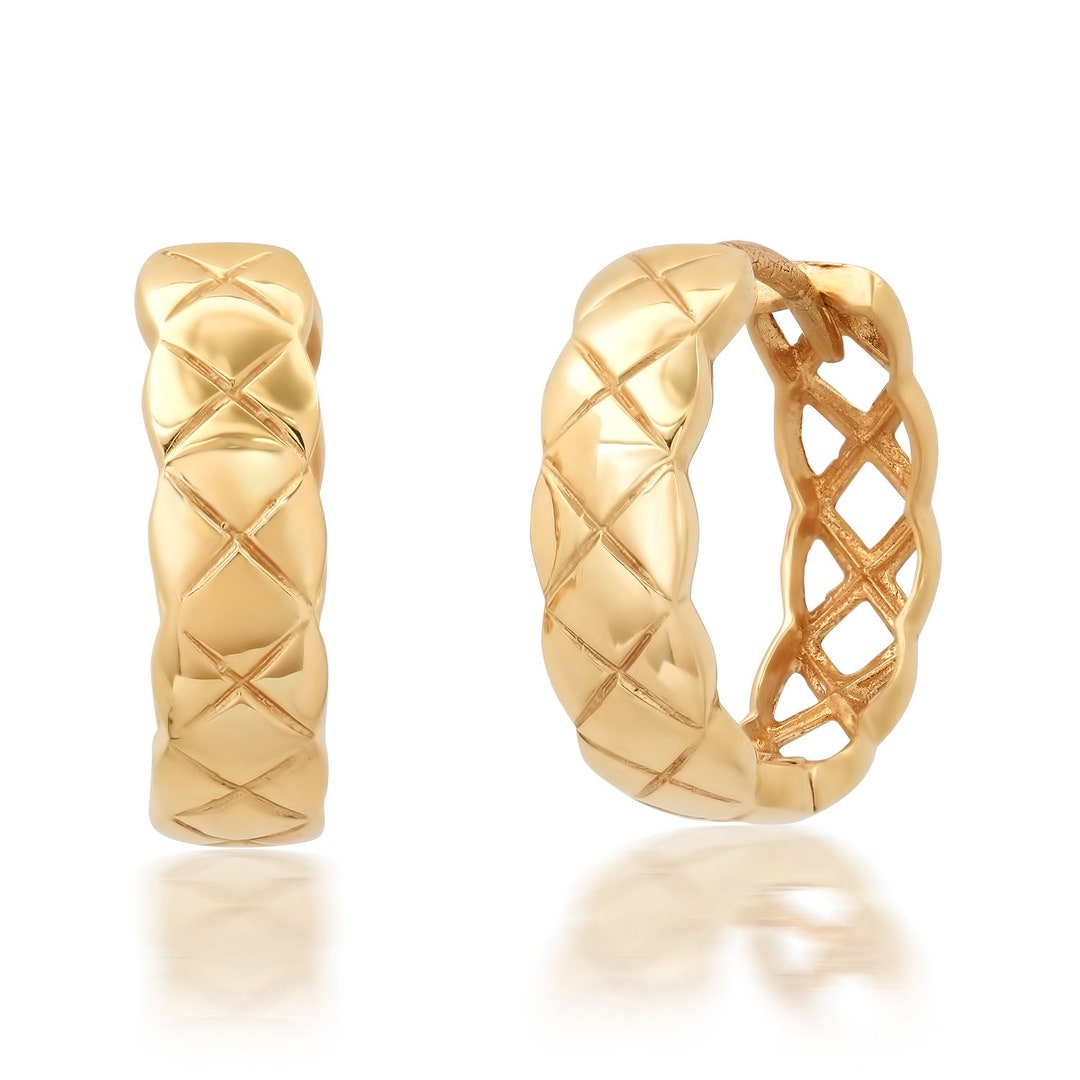 14K Solid Yellow Gold Coco Huggies - Etsy