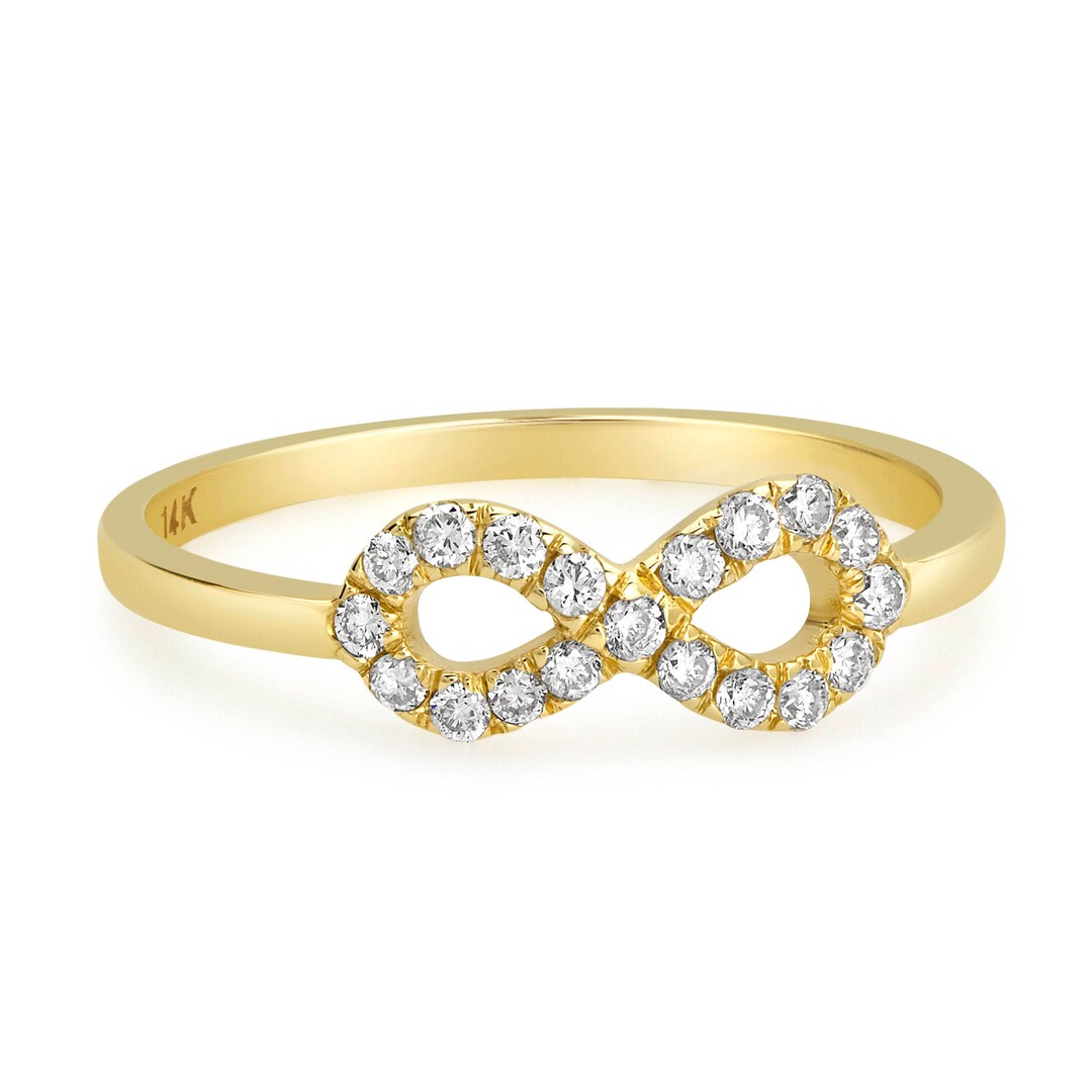 14K Infinity Shape Ring With Diamonds - Etsy