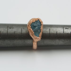 Blue Apatite Ring With Electroformed Copper Band // Raw Stone - Etsy